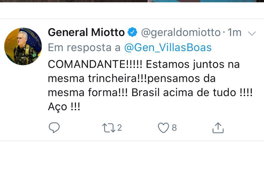 Comandante do Exército repudia impunidade e tem apoio de ex-comandantes ...